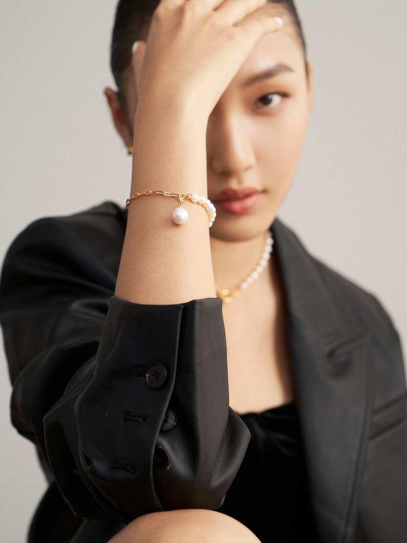 Stunning Baroque Freshwater Pearl Bracelet Unique Design With Sterling ...