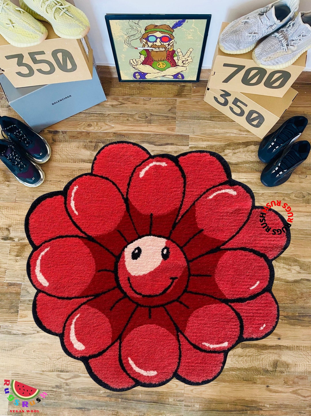 HYPEBEAST FLOWER RUG , Hype Art Rug , Wall Hanging Rug , Kids Friendly ...