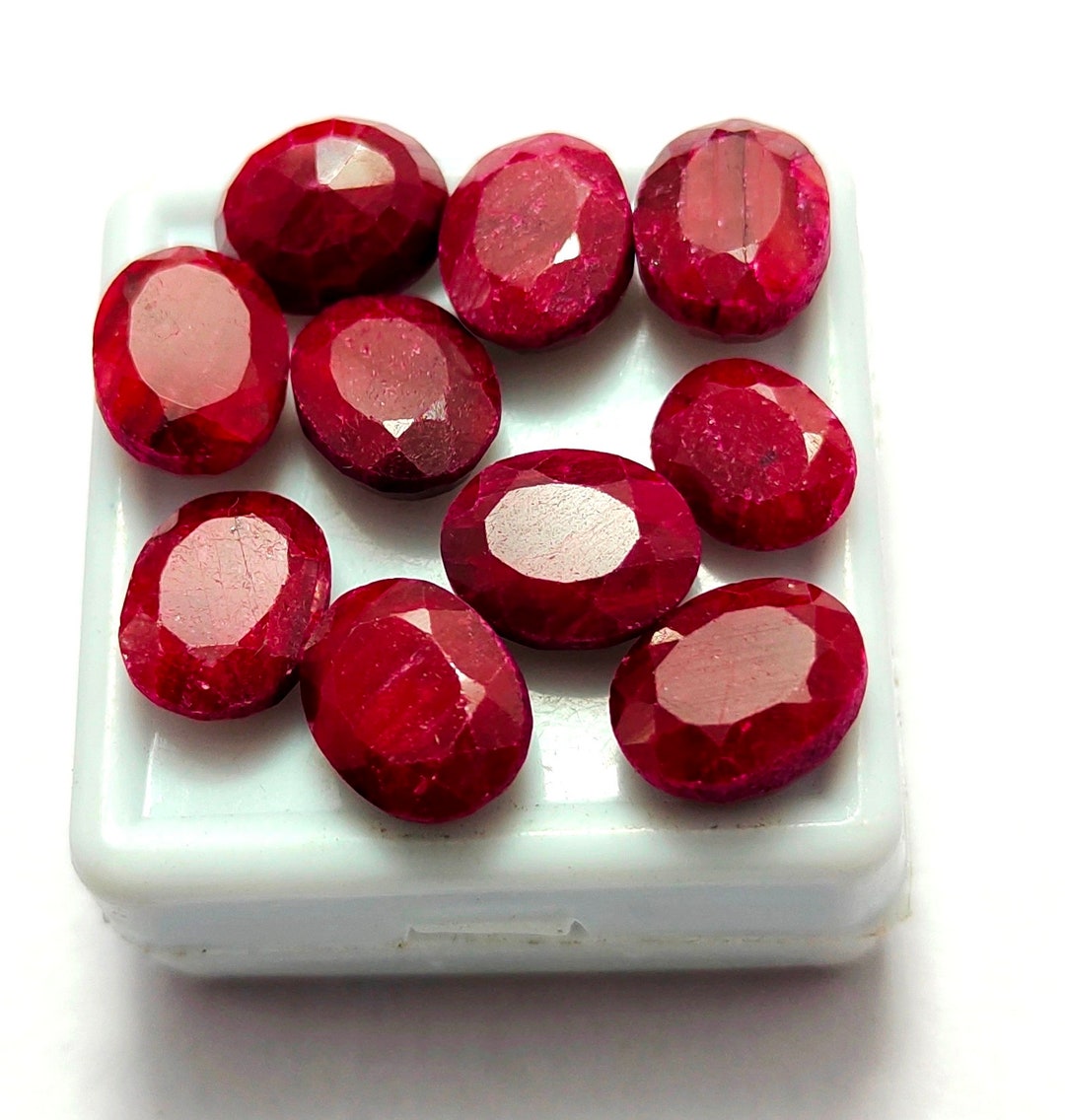 10 Pcs Natural African Red Ruby Oval Cut Loose Gemstone Lot Genuine ...