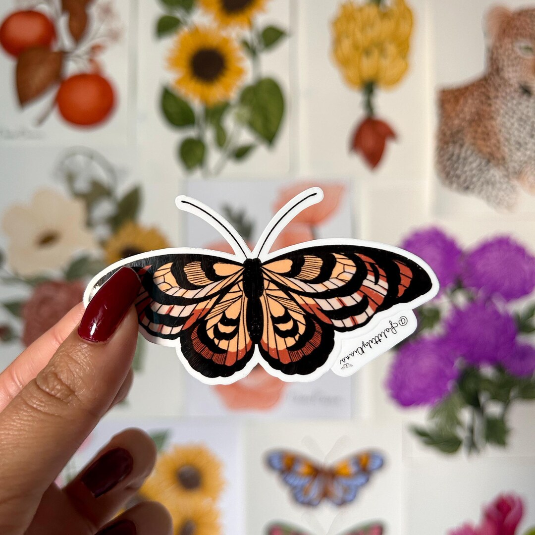 Red Butterfly Vynil Sticker, Floral Sticker, Botanical Sticker ...
