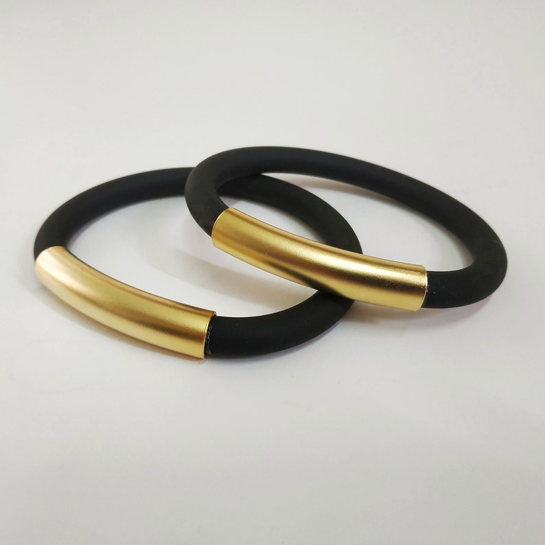 Black and Gold Bangle Statement Bangle Gold Pipes Bangles | Etsy