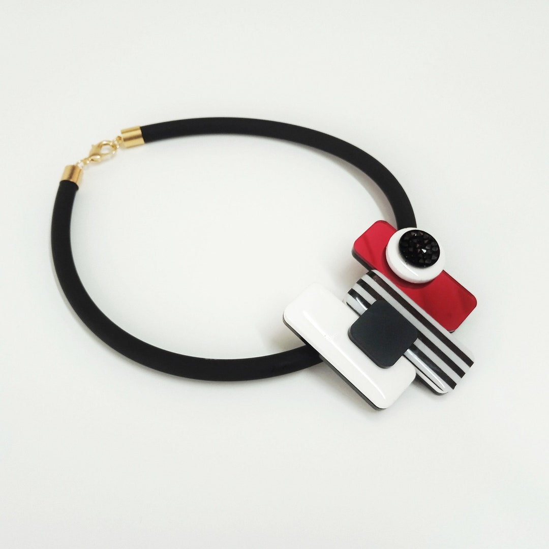 Red Statement Necklace, Red Necklace , Black Red Necklace, Unique ...