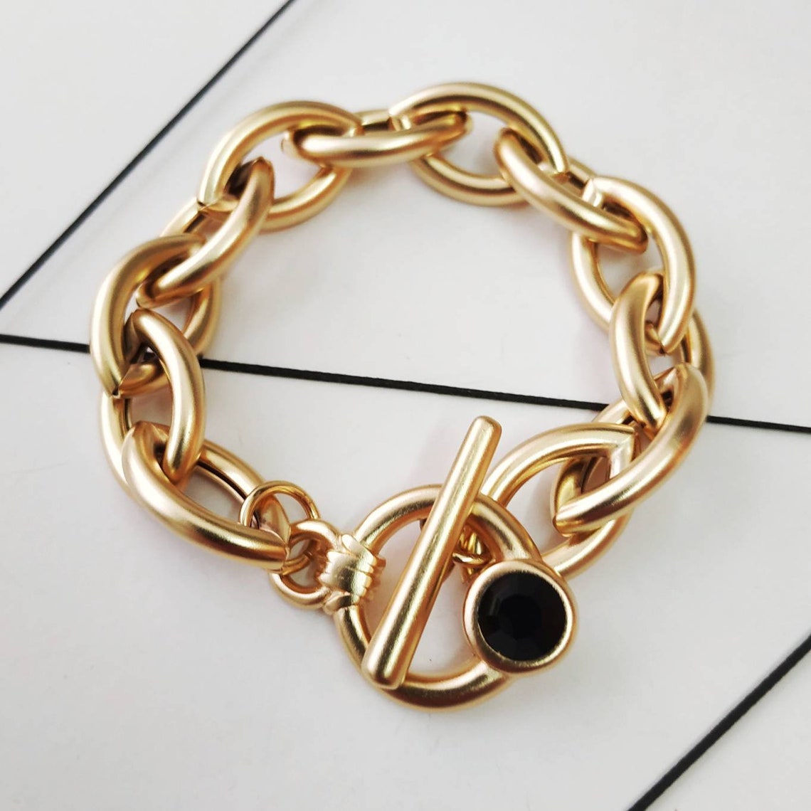 Gold Chain Bracelet Gold Bracelet Thick Chain Bracelet - Etsy