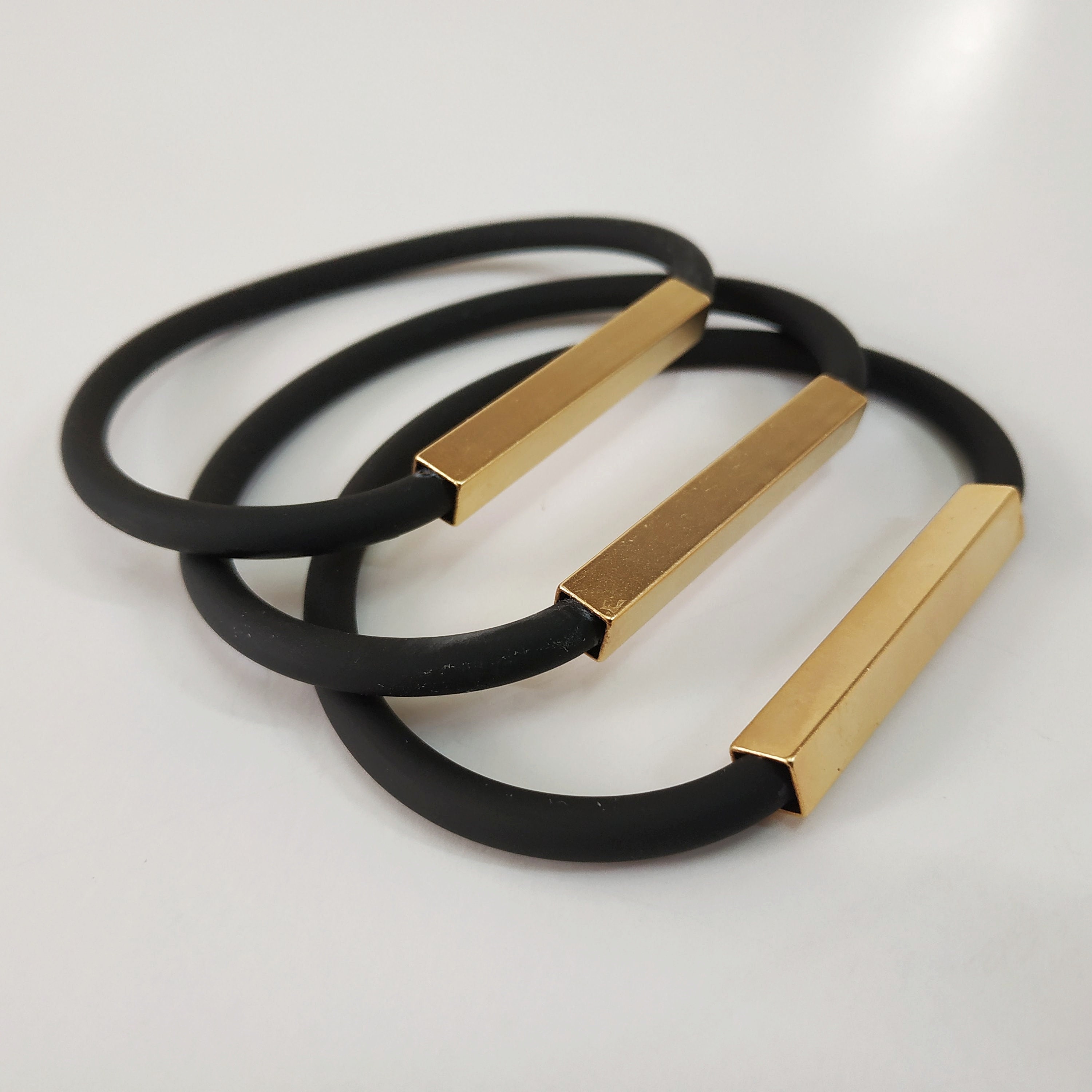 Black and Gold Bangle Bracelet Minimalist Stacking Bangles - Etsy