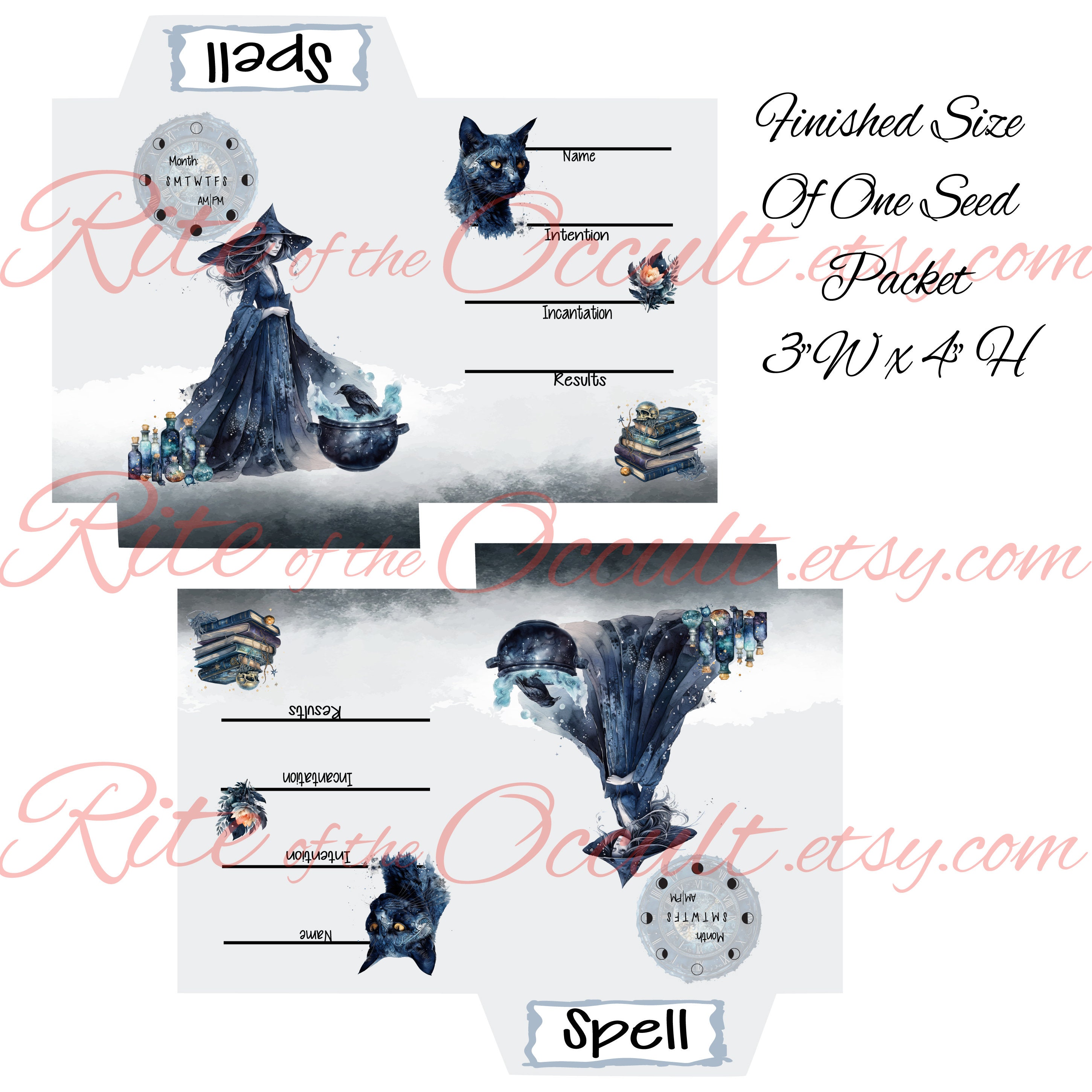 Stardust Witch Spell Envelopes, Printable Seed Packet, Instant Digital ...
