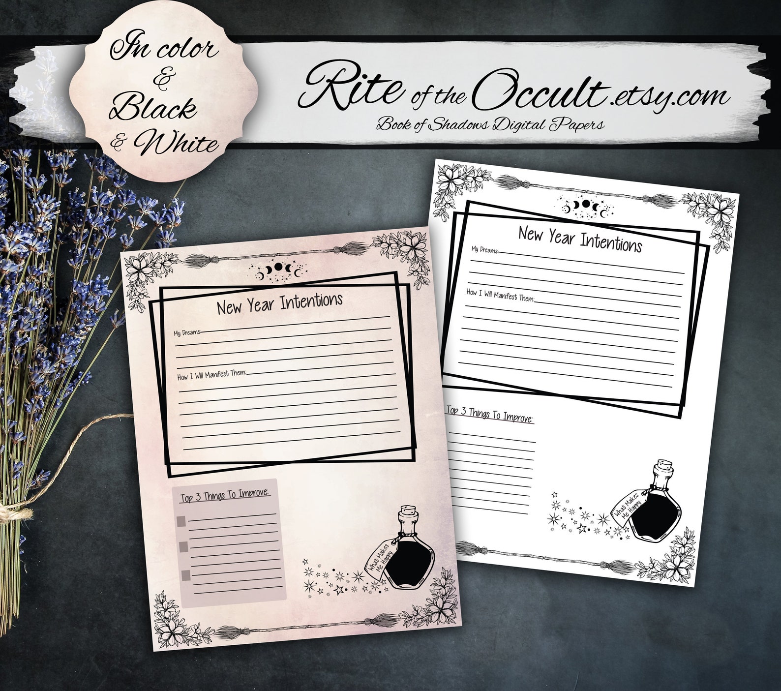 Witch Monthly Planner Printable Pages, Daily Witch Planner Digital ...