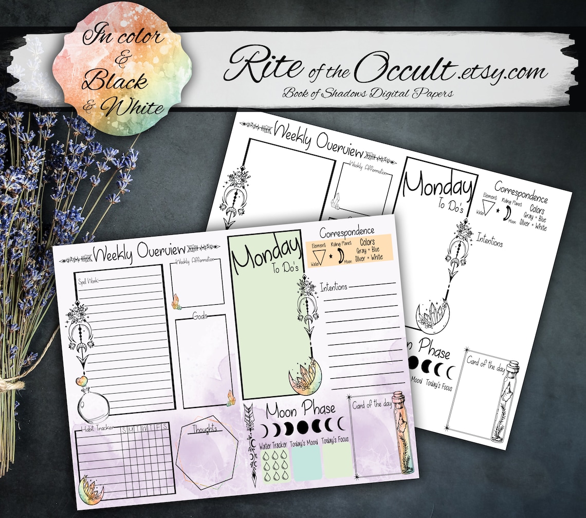 Witch Daily Planner Printable Pages Rainbow Witch Planner - Etsy