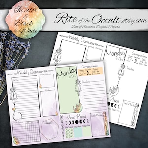 Witch Daily Planner Printable Pages, Rainbow Witch Planner Digital ...