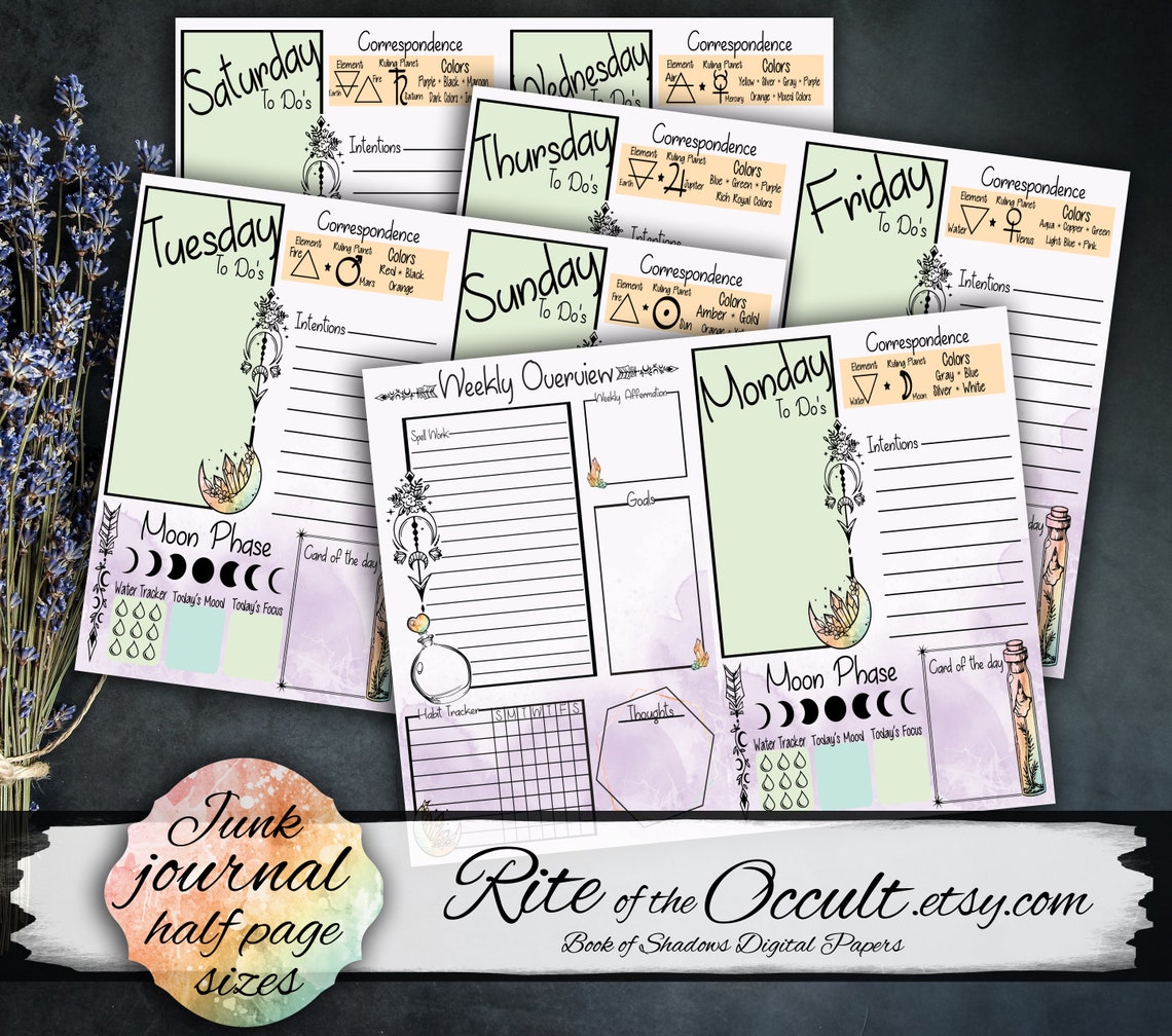 Witch Daily Planner Printable Pages Rainbow Witch Planner - Etsy