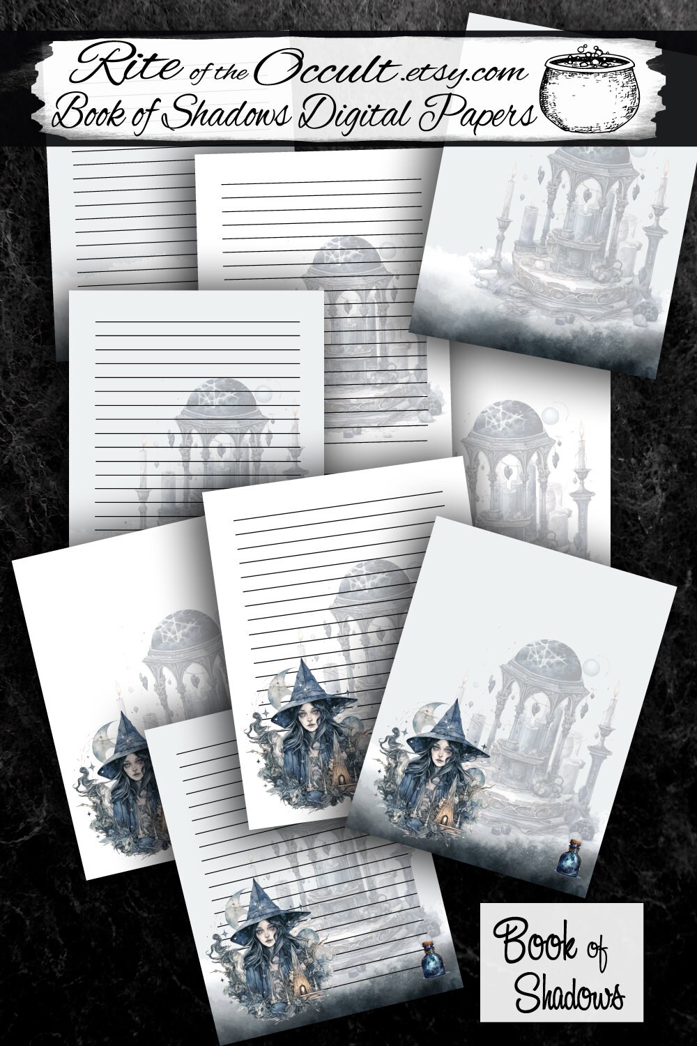 Stardust Witch Book of Shadows Printable Blank Page, Digital Download ...