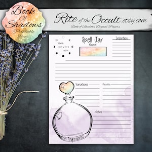 Spell Jar Digital Download Worksheet, Printable Spell Jar Chart, Book ...