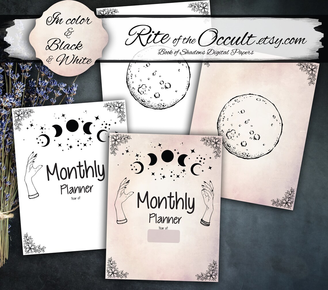 Witch Monthly Planner Printable Pages, Daily Witch Planner Digital ...