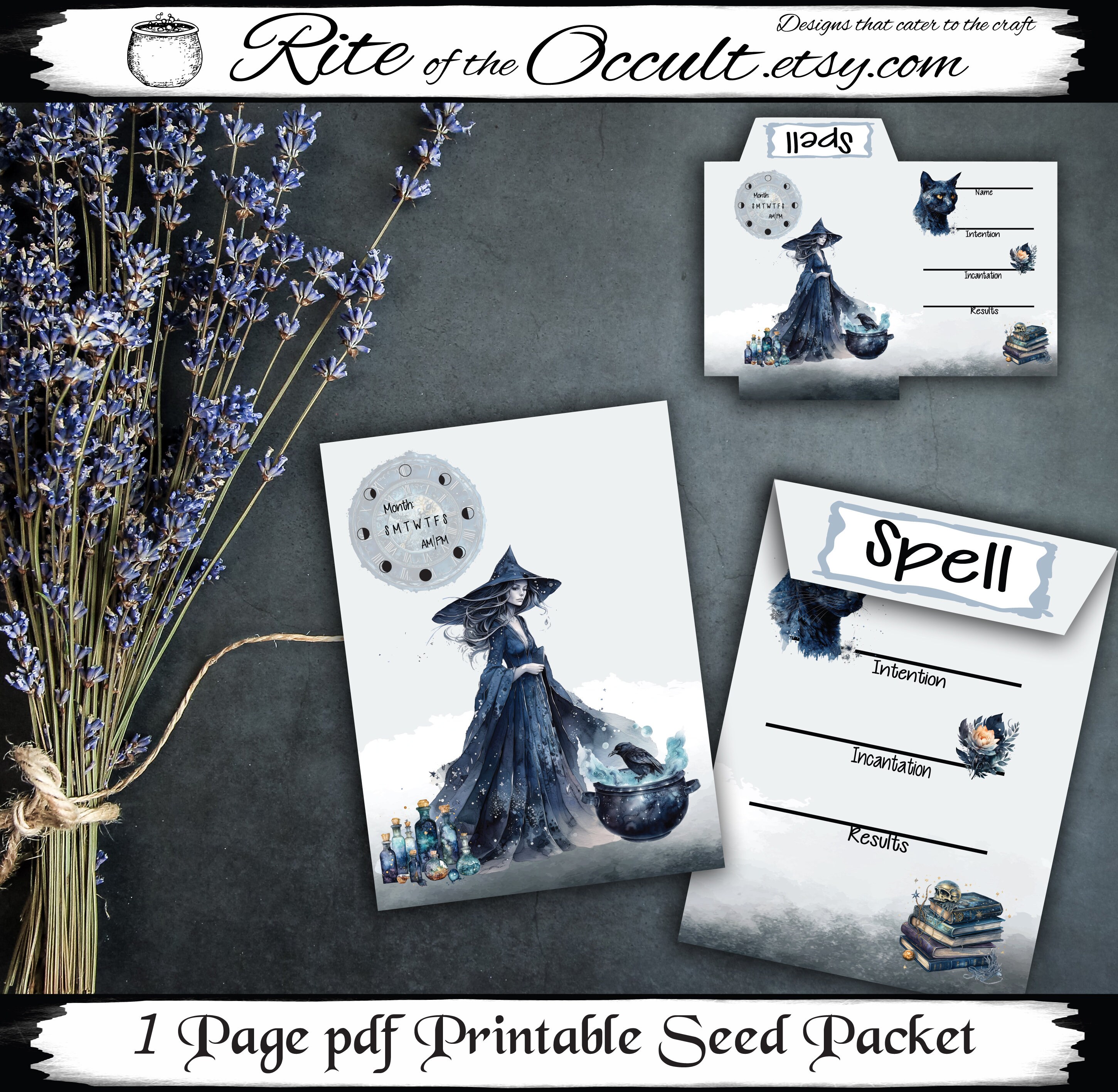 Stardust Witch Spell Envelopes, Printable Seed Packet, Instant Digital ...