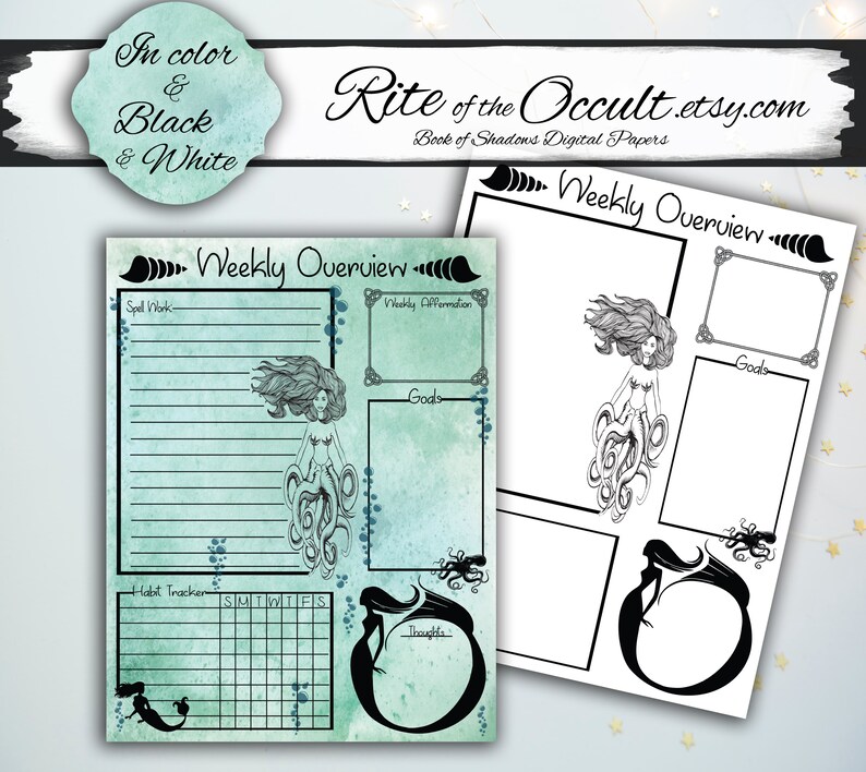 Witchy Daily Planner Printable Pages Sea Witch Planner - Etsy