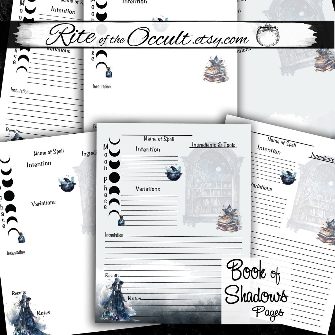 Celestial Witchcraft Spell Book Page, Witchy Digital Download Journal, Scrapbooking Paper, Book ...