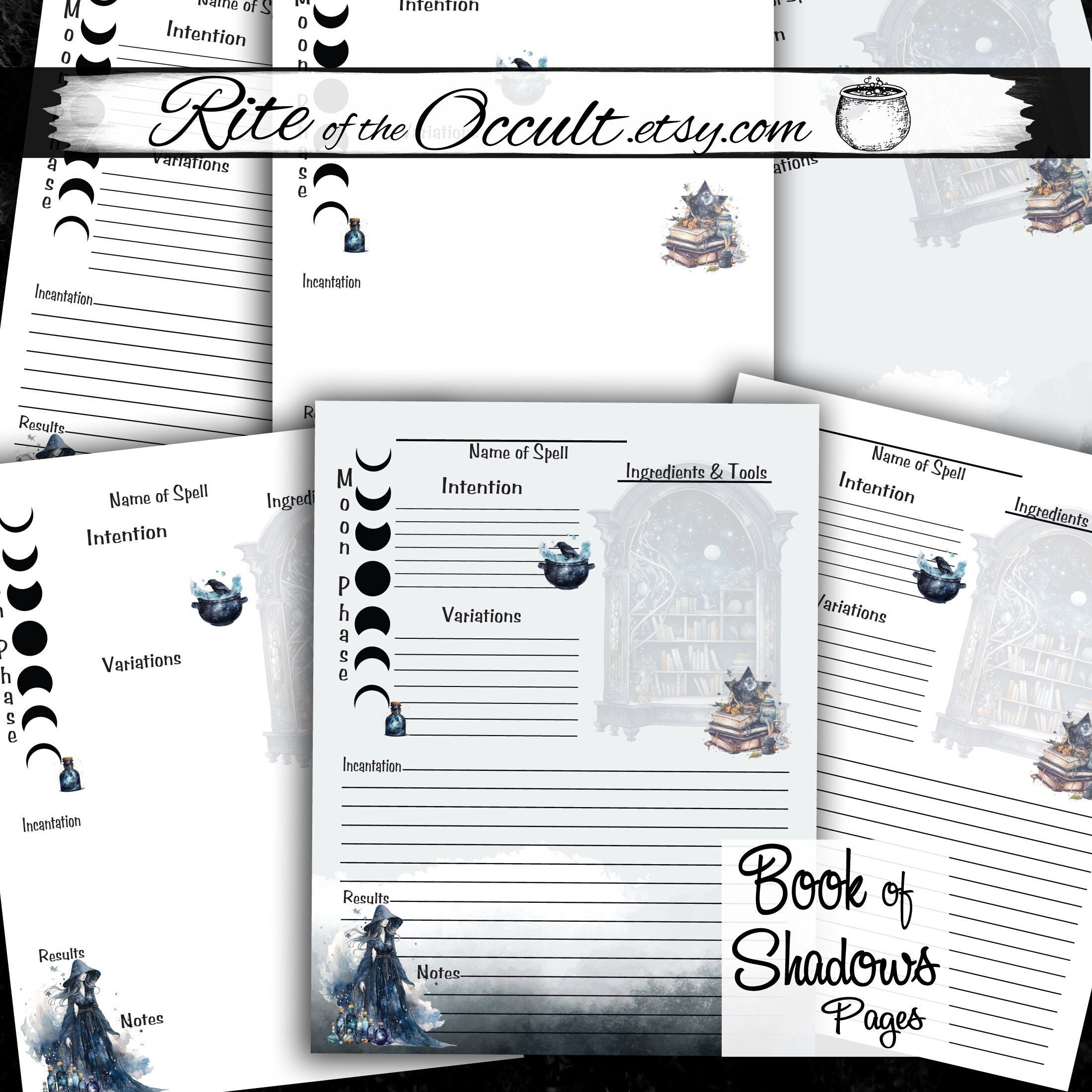 Celestial Witchcraft Spell Book Page, Witchy Digital Download Journal ...