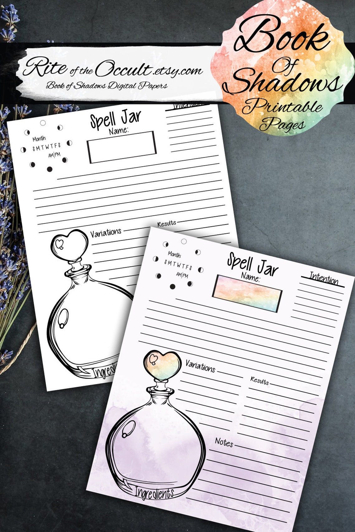 Spell Jar Digital Download Worksheet, Printable Spell Jar Chart, Book ...