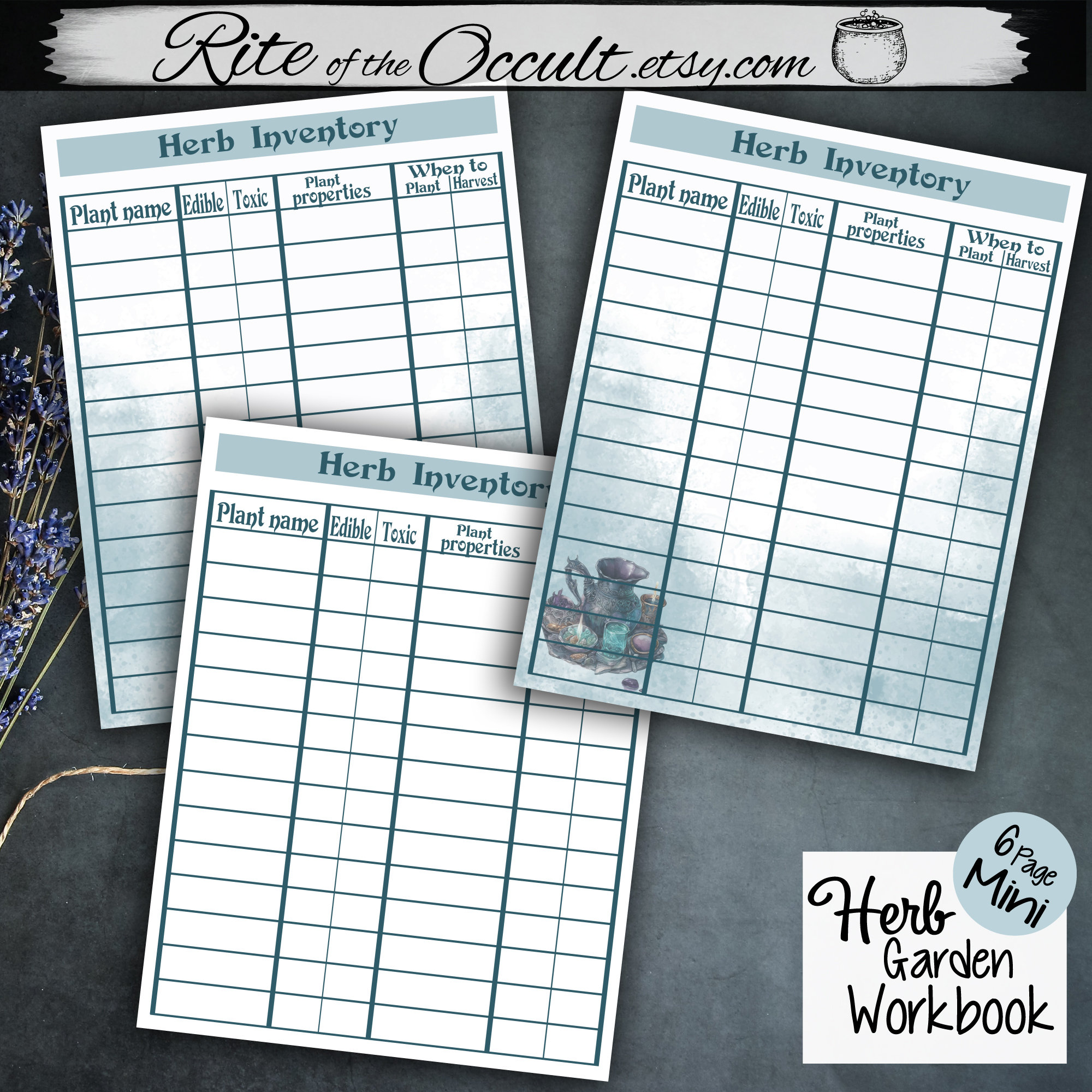 Witches Herb Garden Mini Workbook Digital Download, Printable Worksheet ...