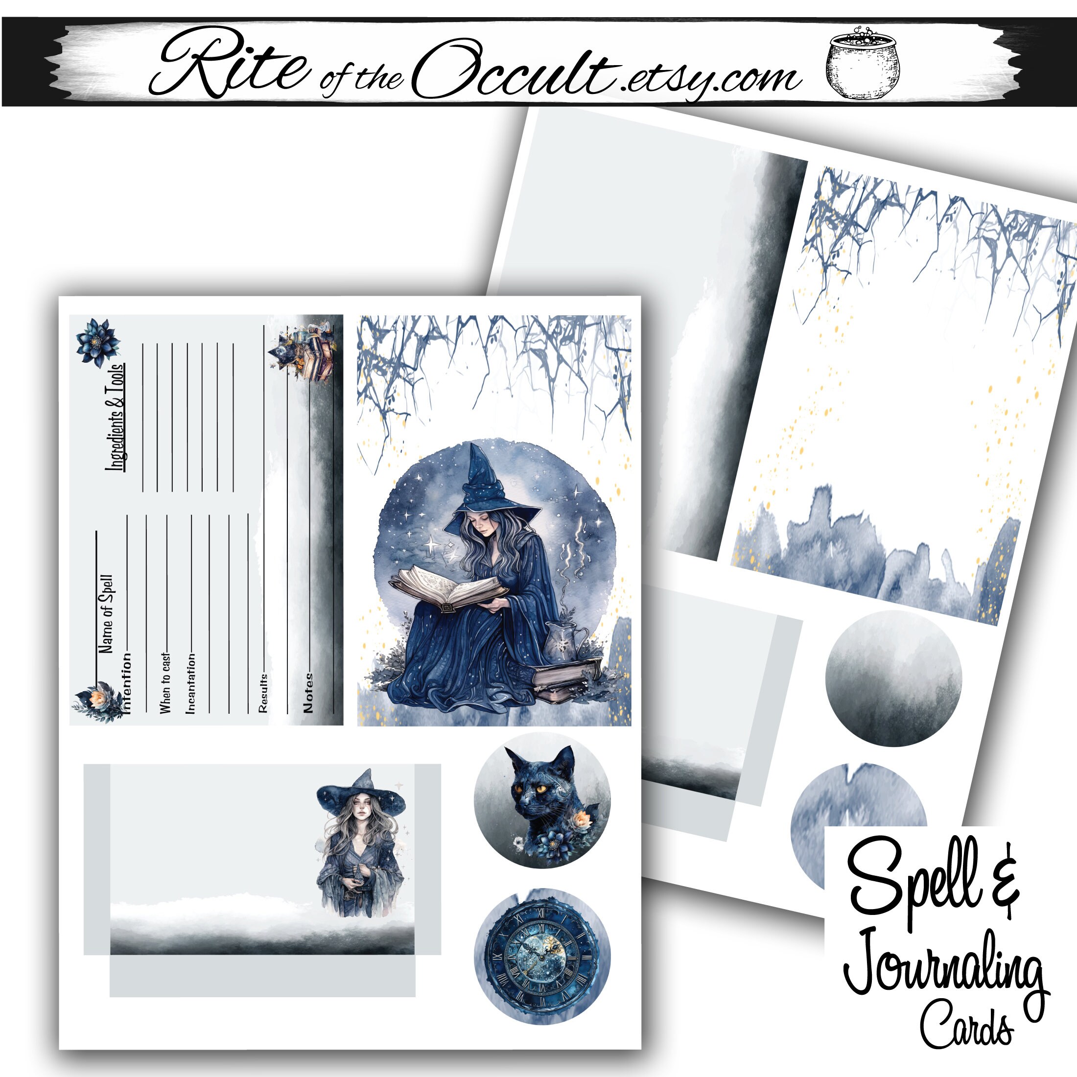 Celestial Witchcraft Spell and Journaling Cards, Witchy Digital ...