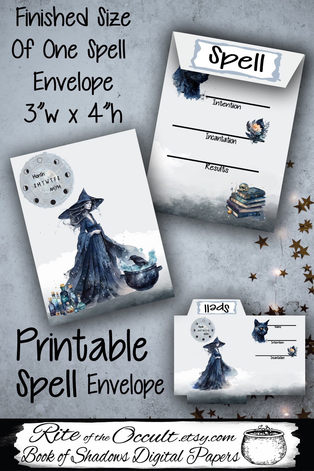 Stardust Witch Spell Envelopes, Printable Seed Packet, Instant Digital ...