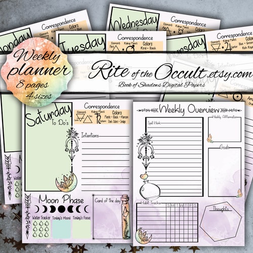 Witch Daily Planner Printable Pages Rainbow Witch Planner - Etsy