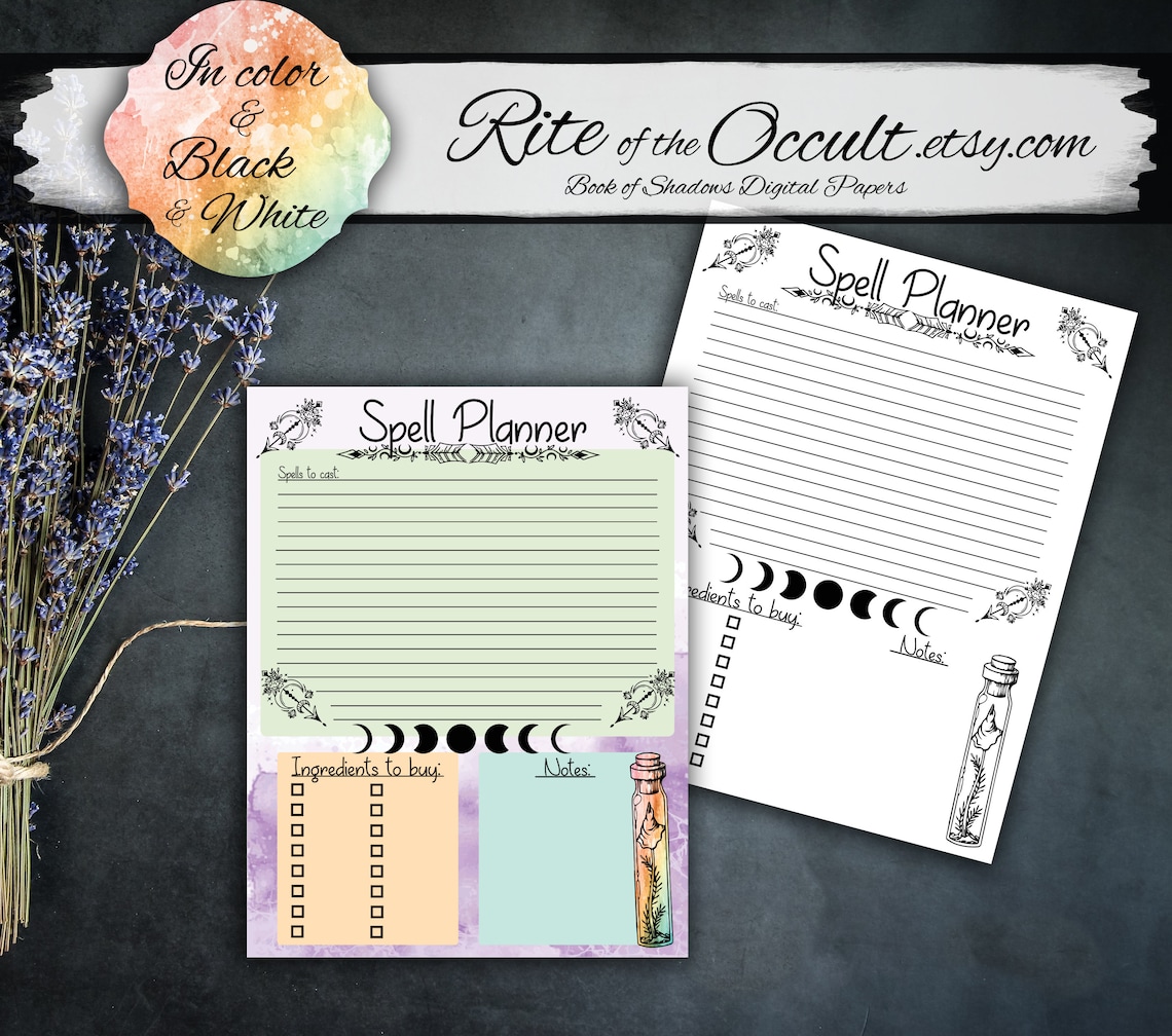 Witch Monthly Planner Printable Pages, Rainbow Planner Digital Download ...