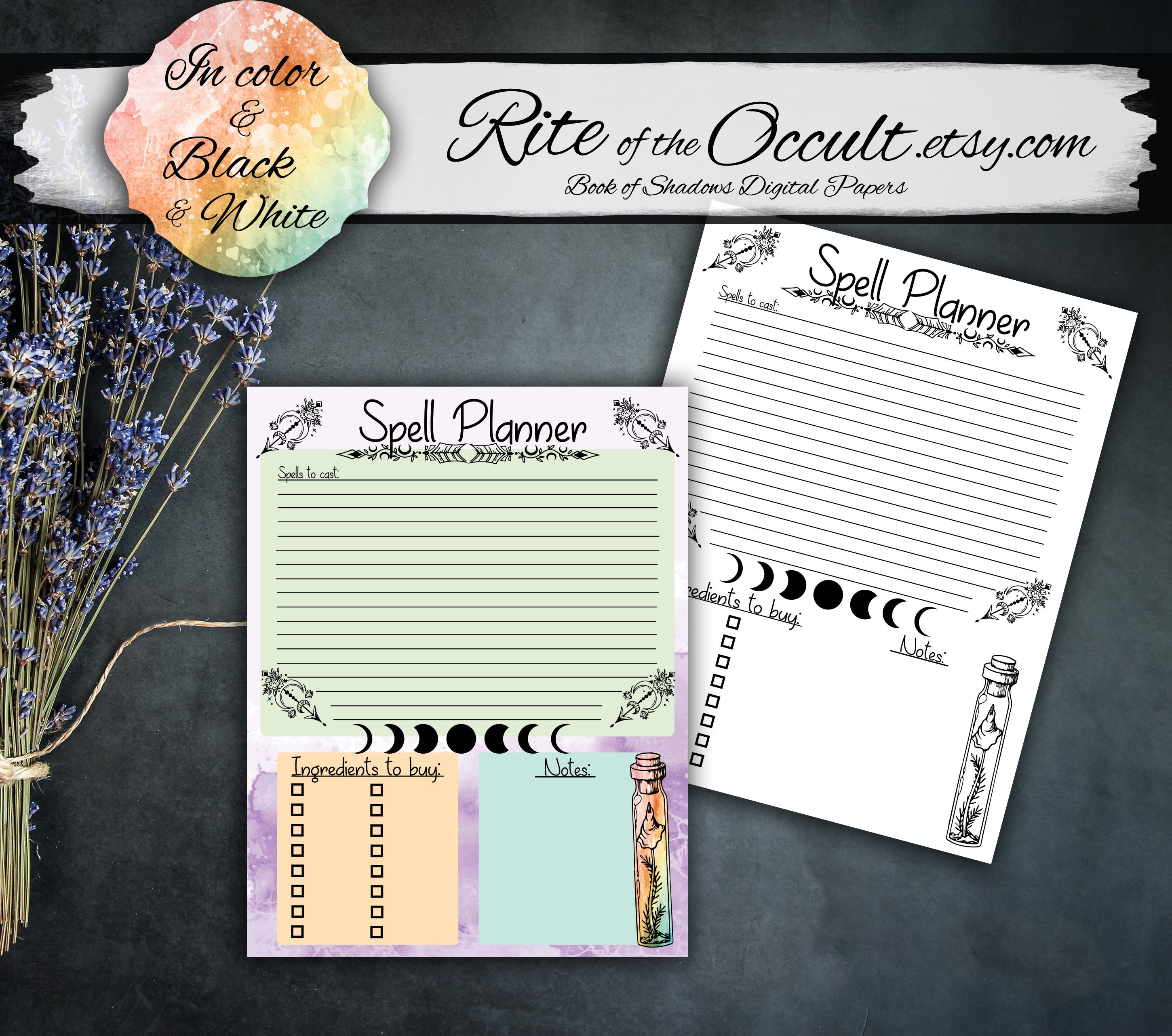 Witch Monthly Planner Printable Pages, Rainbow Planner Digital Download ...