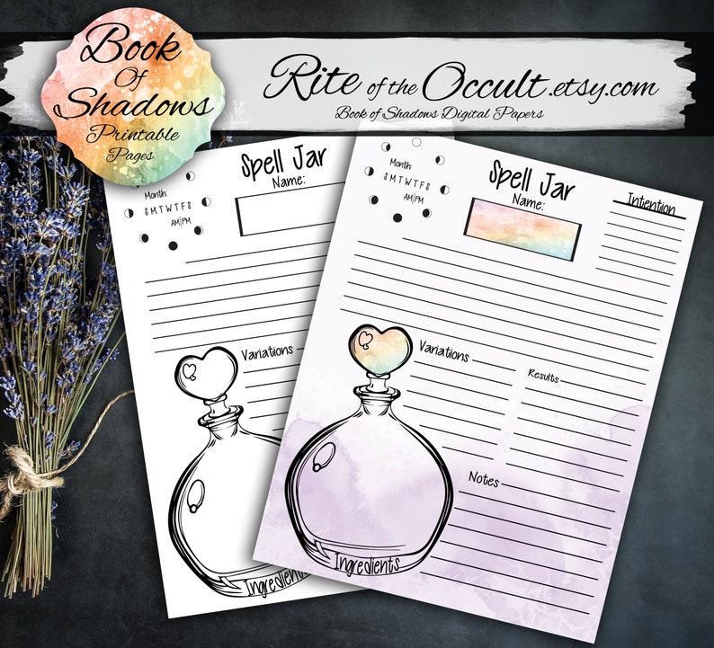 Spell Jar Digital Download Worksheet, Printable Spell Jar Chart, Book ...