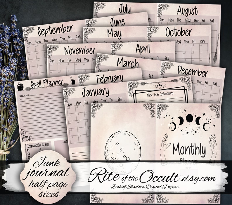 Witch Monthly Planner Printable Pages, Daily Witch Planner Digital ...