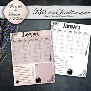 Witch Monthly Planner Printable Pages, Daily Witch Planner Digital ...