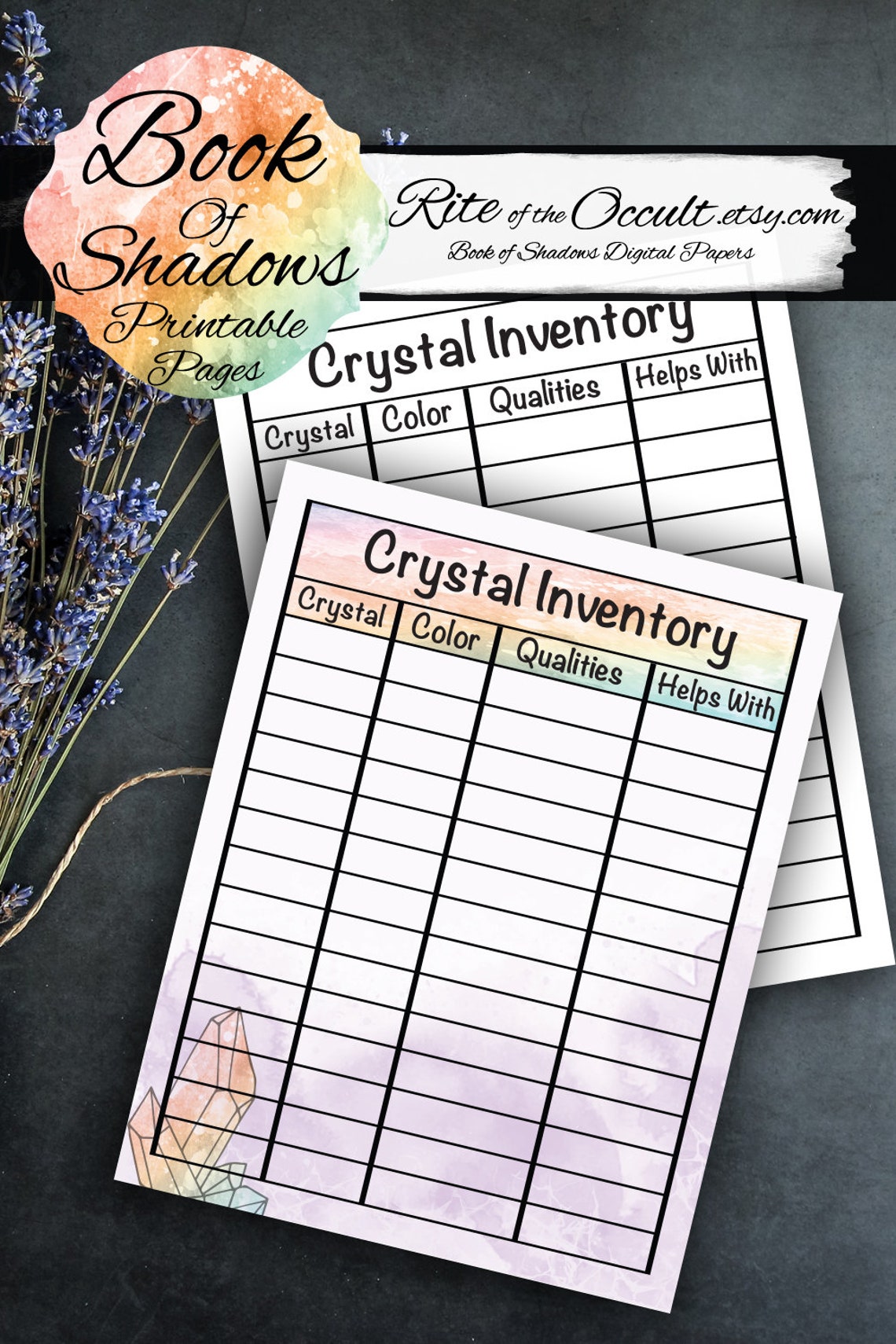 Crystal Inventory Chart Digital Download, Printable Crystal Worksheet ...