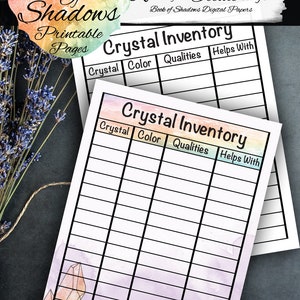 Crystal Inventory Chart Digital Download, Printable Crystal Worksheet ...
