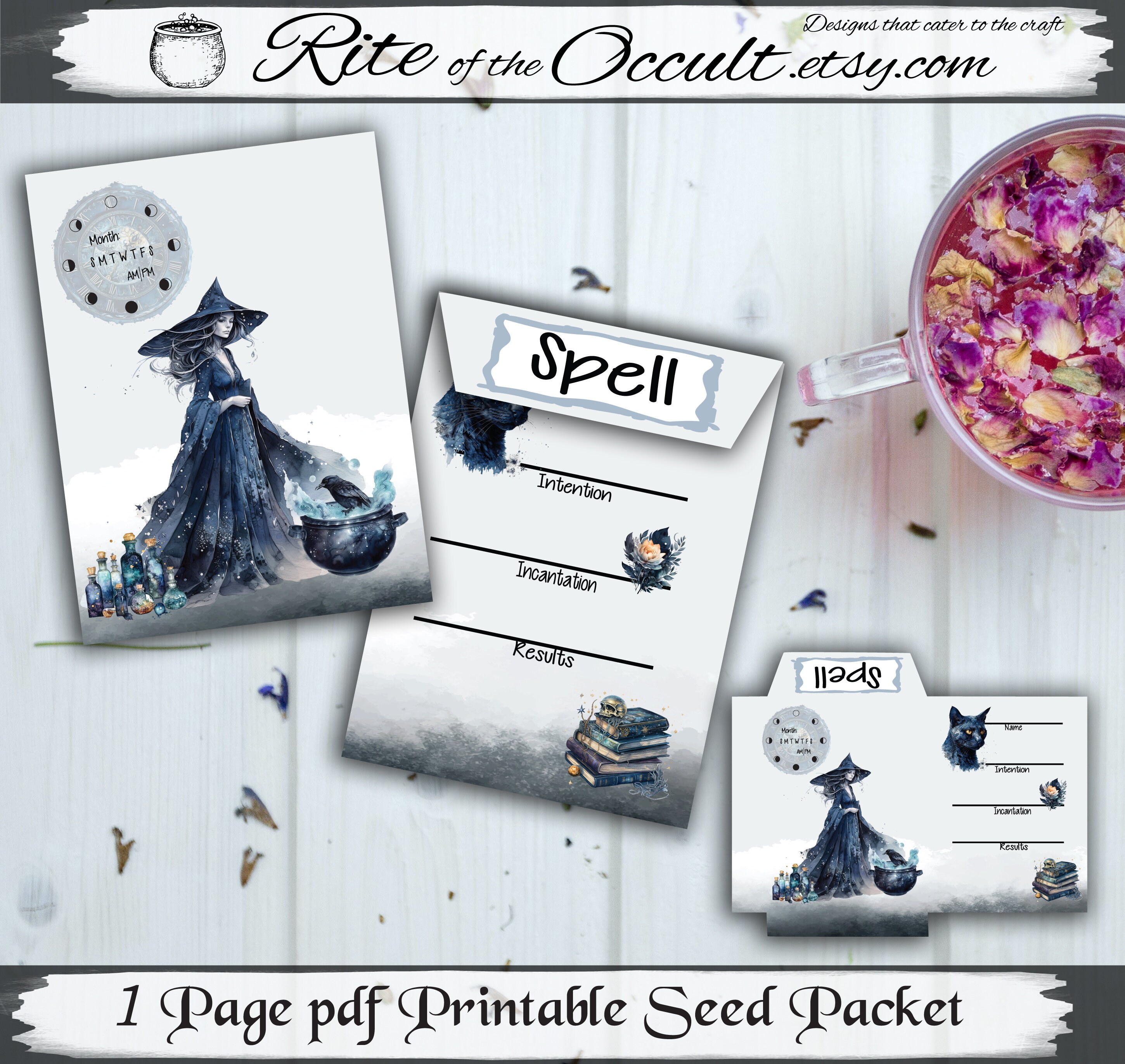 Stardust Witch Spell Envelopes, Printable Seed Packet, Instant Digital ...