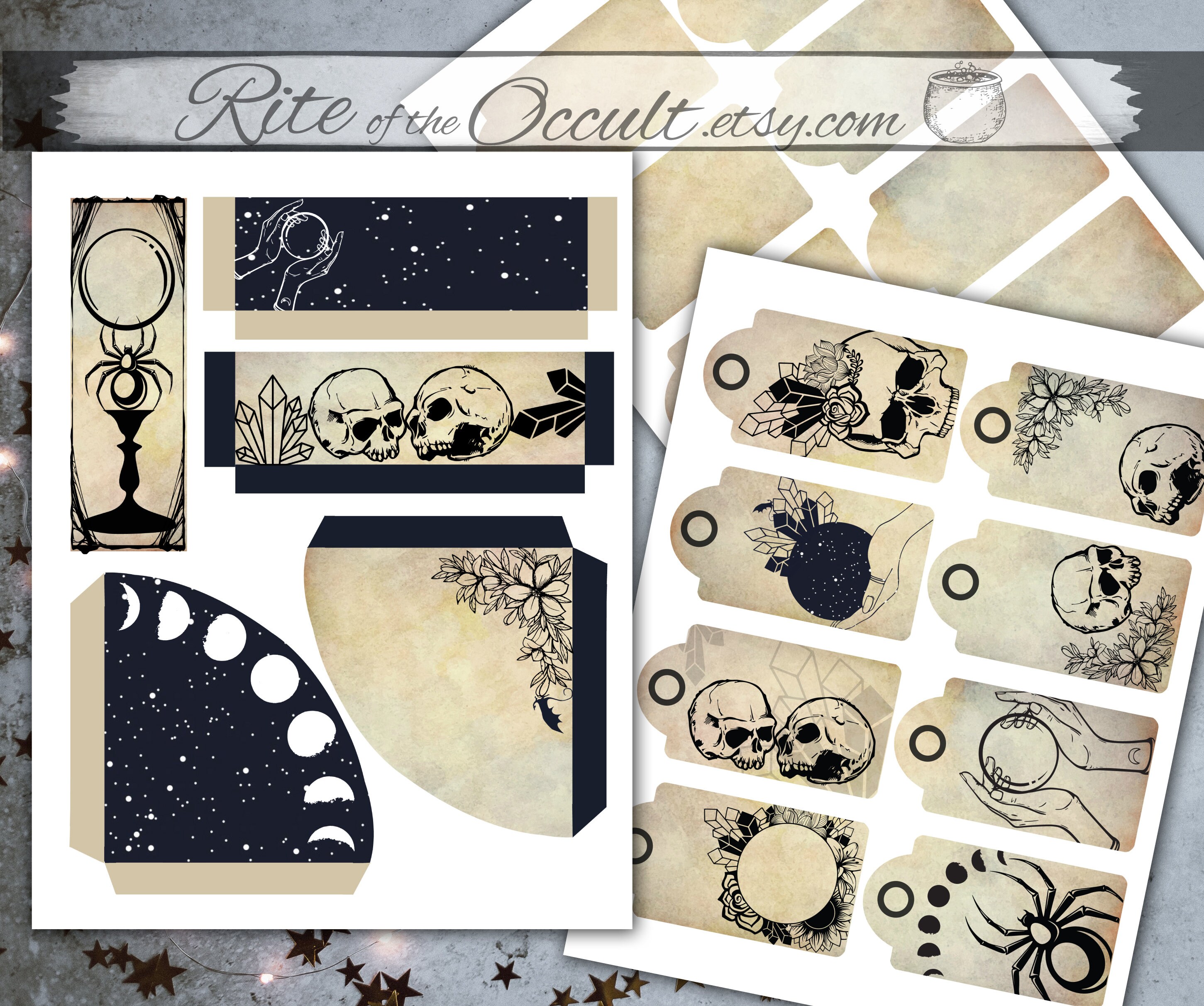 Printable Book of Shadows Wicca Blank Pages Skulls and Crystals ...