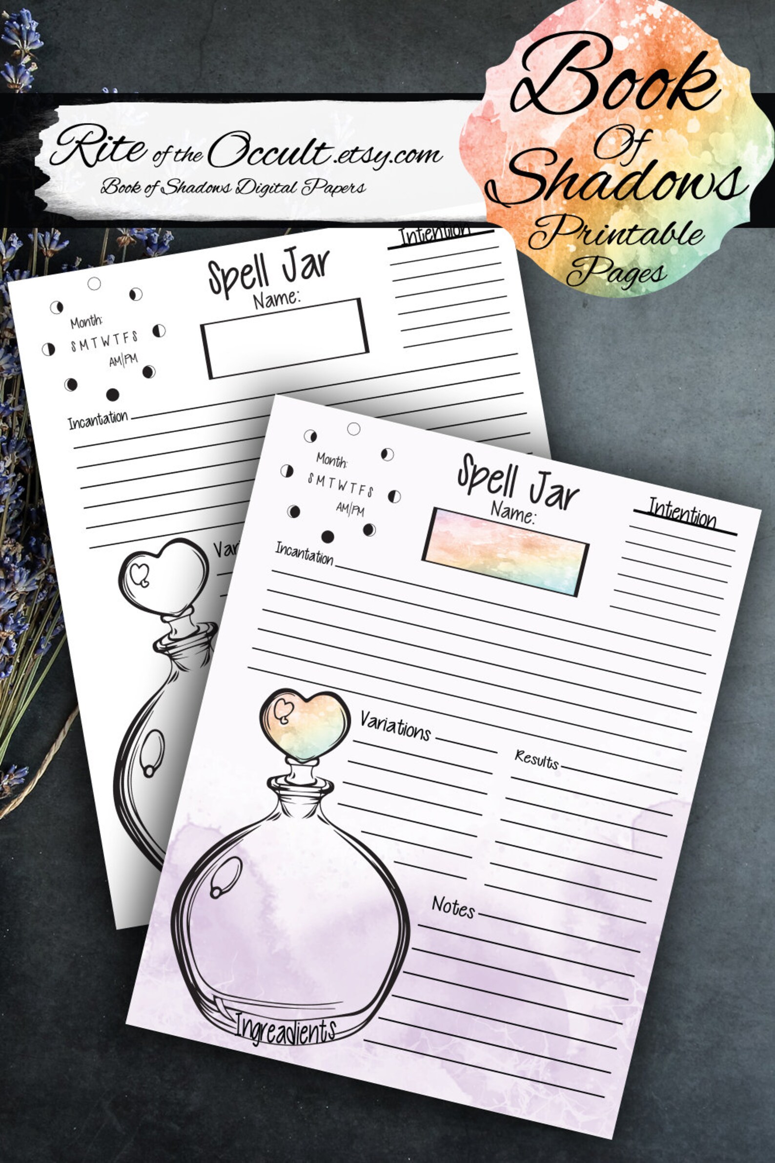 Spell Jar Digital Download Worksheet Printable Spell Jar - Etsy