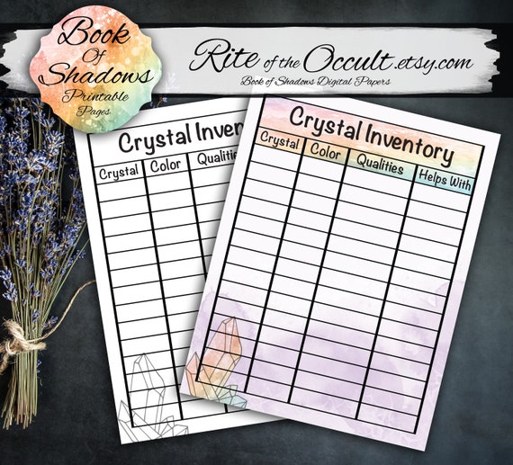 Crystal Inventory Chart Digital Download Printable Crystal - Etsy