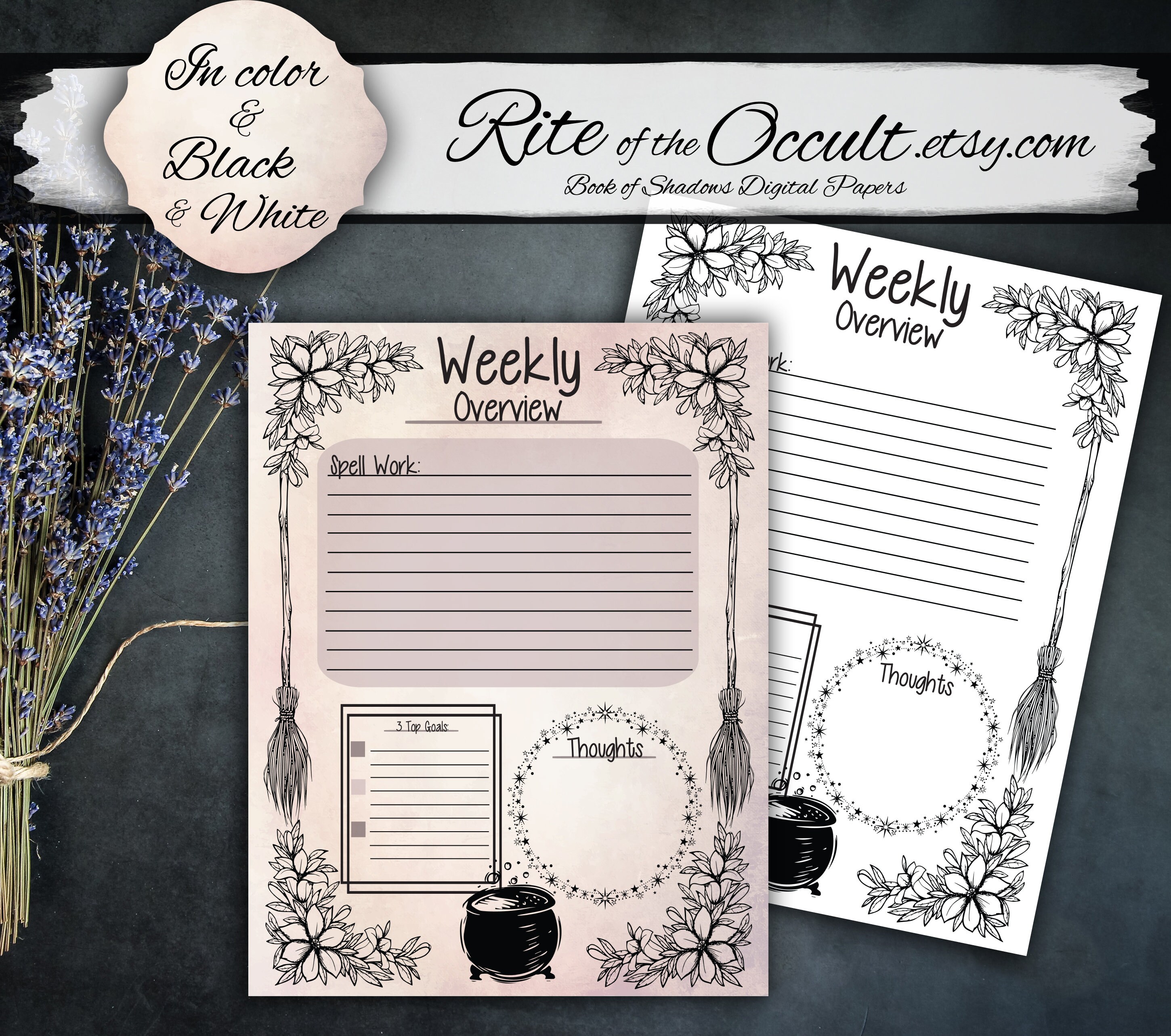 Witch Daily Planner Printable Pages, Daily Witch Planner Digital ...