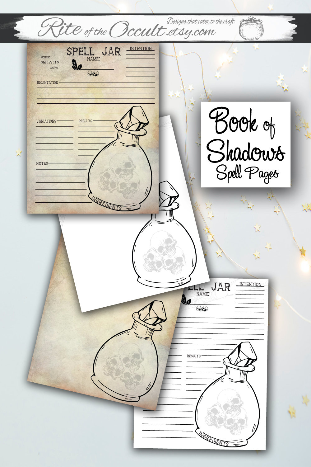 Crystal Skull Spell Jar Digital Download Worksheet, Printable Spell ...