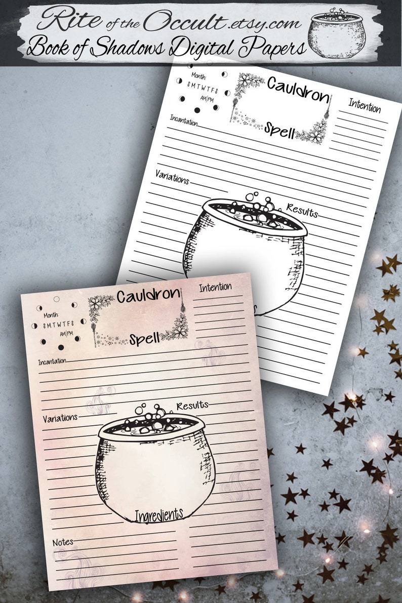 Witches Cauldron Spell Page Digital Download Journal Scrapbooking Paper ...