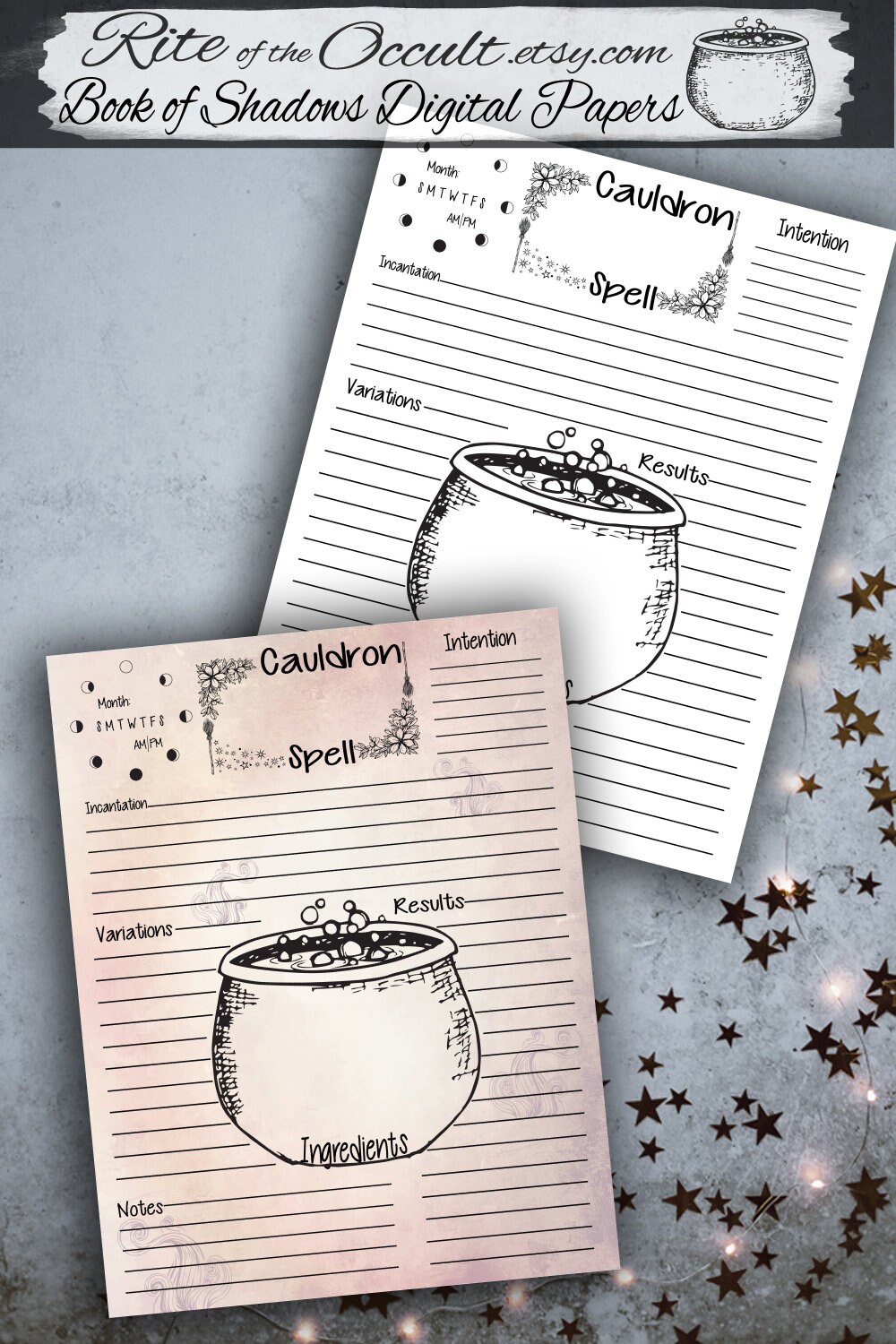 Witches Cauldron Spell Page Digital Download Journal Scrapbooking Paper ...
