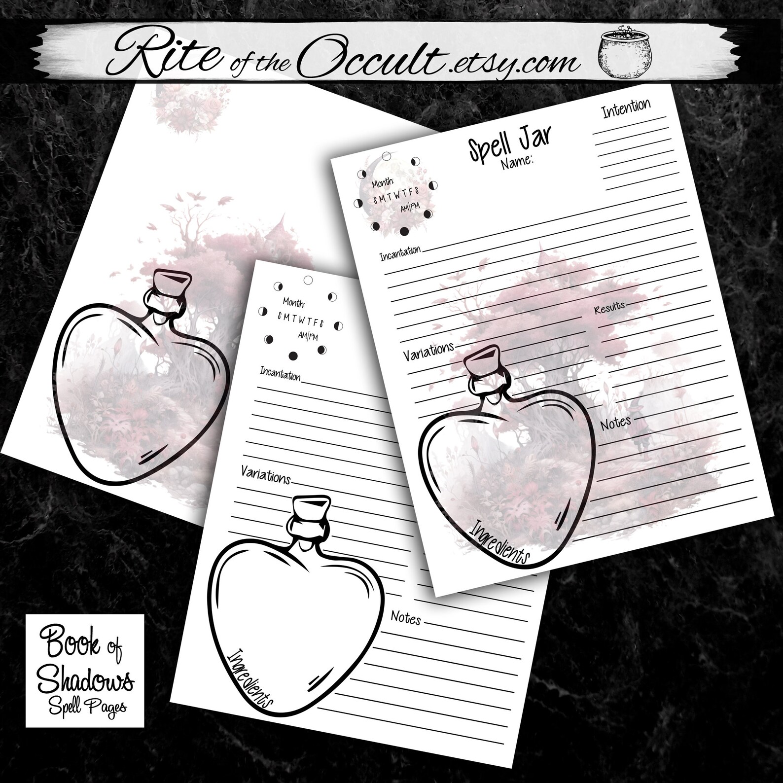 Love Potion Spell Jar Digital Download Worksheet, Printable Spell Chart ...