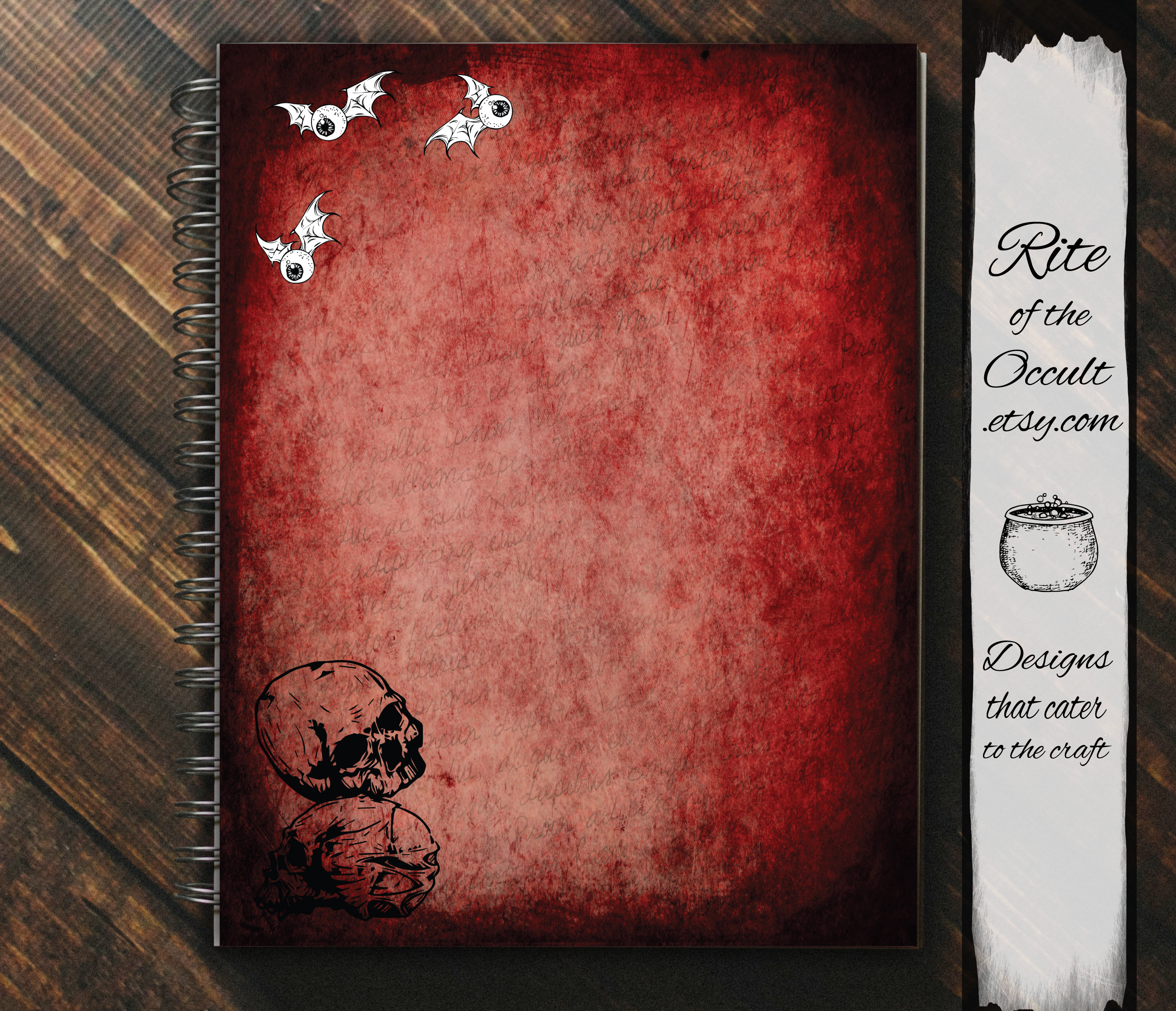 Skull Digital Download Spell Book Page, Gothic Bat Journal Scrapbooking ...