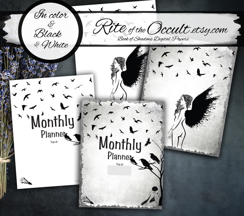 Raven Witch Monthly Planner Printable Pages, Witch Planner Digital ...