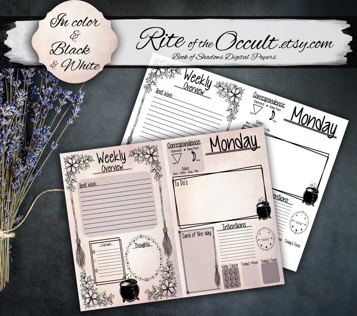 Witch Daily Planner Printable Pages, Daily Witch Planner Digital ...