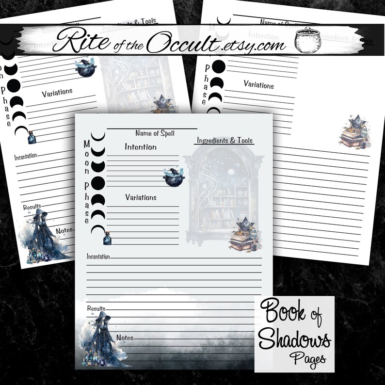 Celestial Witchcraft Spell Book Page, Witchy Digital Download Journal ...