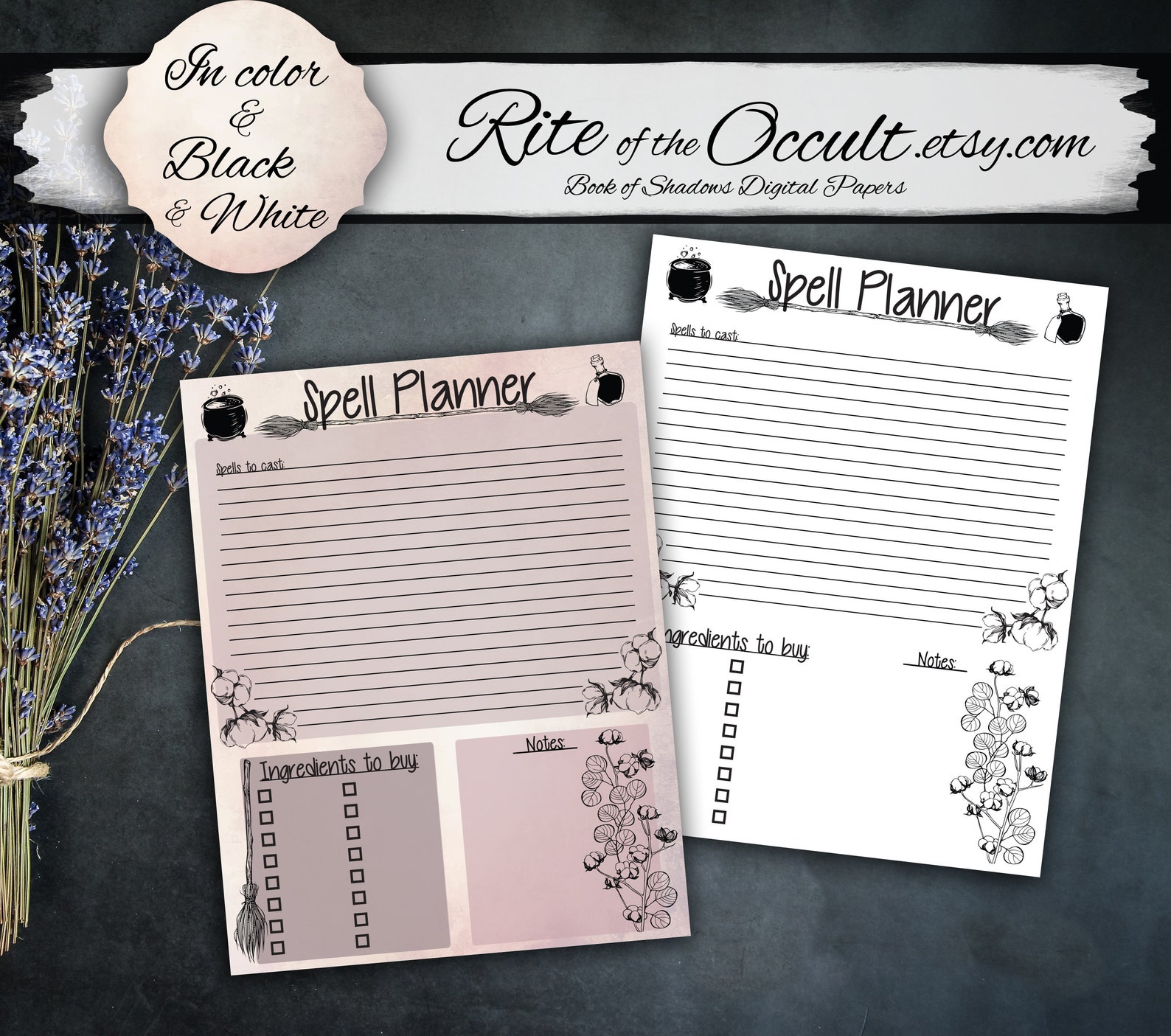 Witch Monthly Planner Printable Pages, Daily Witch Planner Digital ...