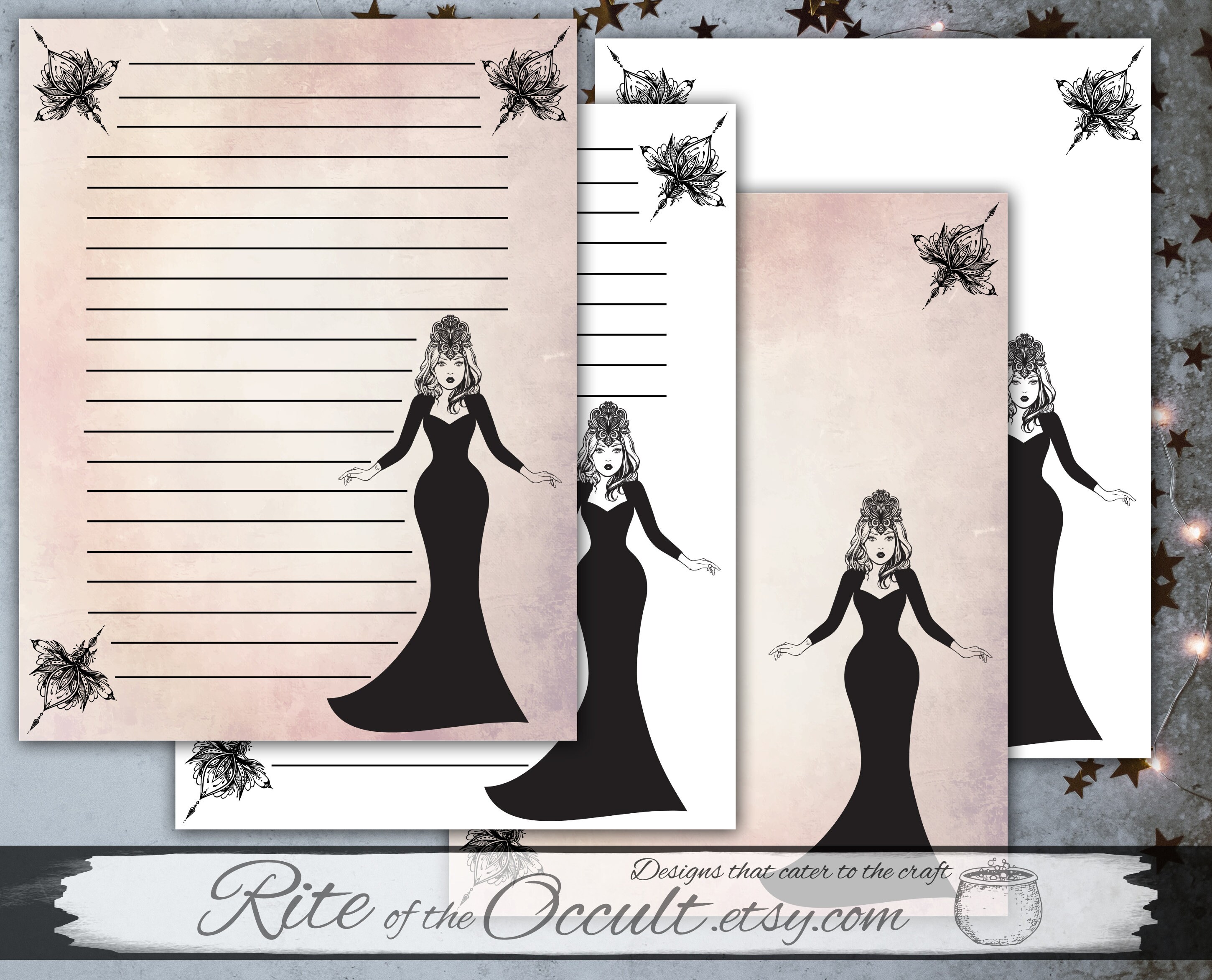 Floral Witch Grimoire Page, Book of Shadows Blank Page, Printable Spell ...