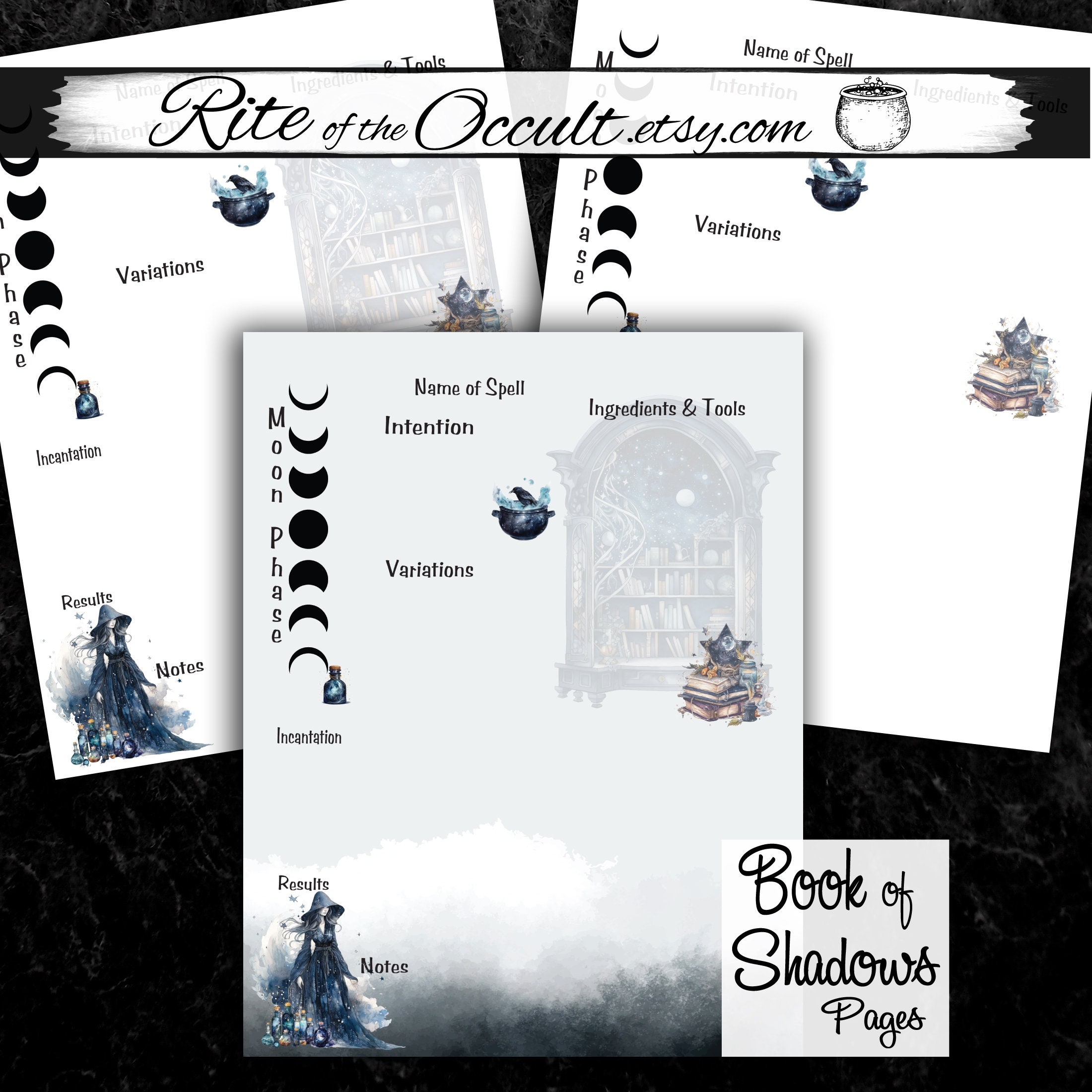 Celestial Witchcraft Spell Book Page, Witchy Digital Download Journal ...