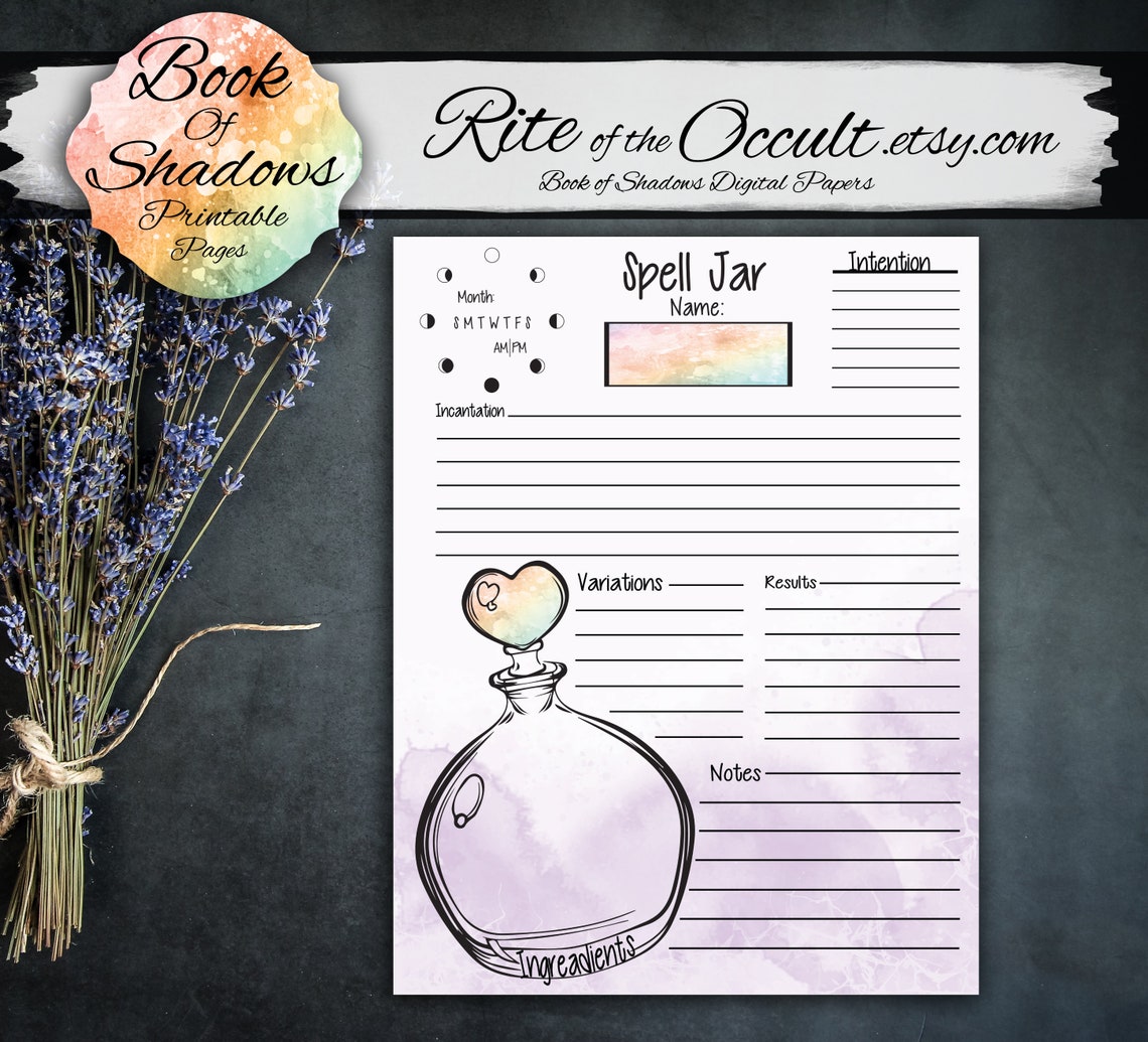 Spell Jar Digital Download Worksheet Printable Spell Jar - Etsy