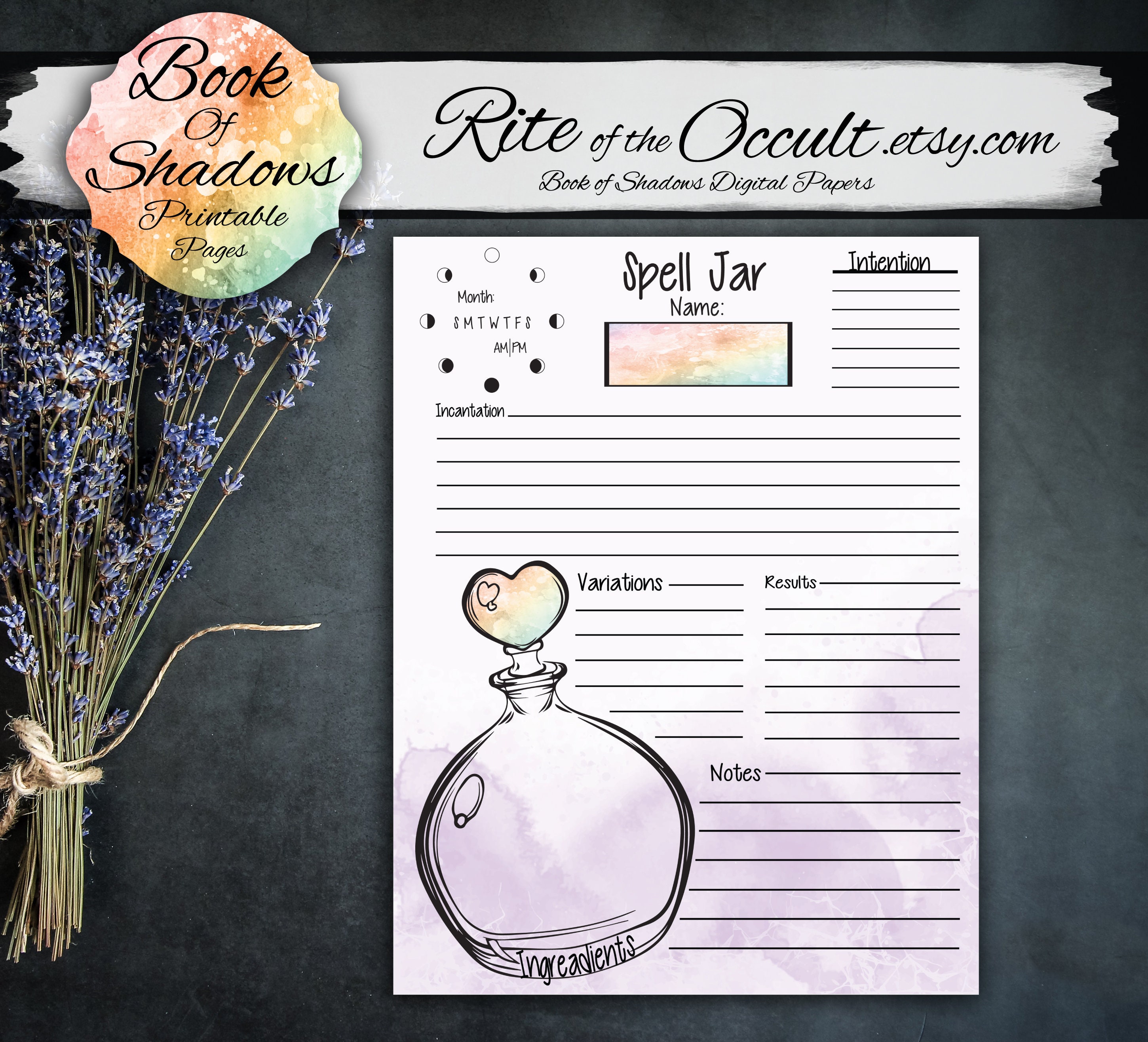 Spell Jar Digital Download Worksheet Printable Spell Jar - Etsy